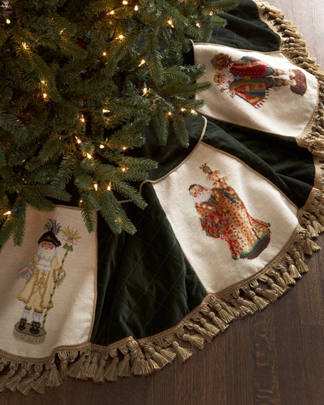 Peking Handicraft Old World Santas Christmas Tree Skirt